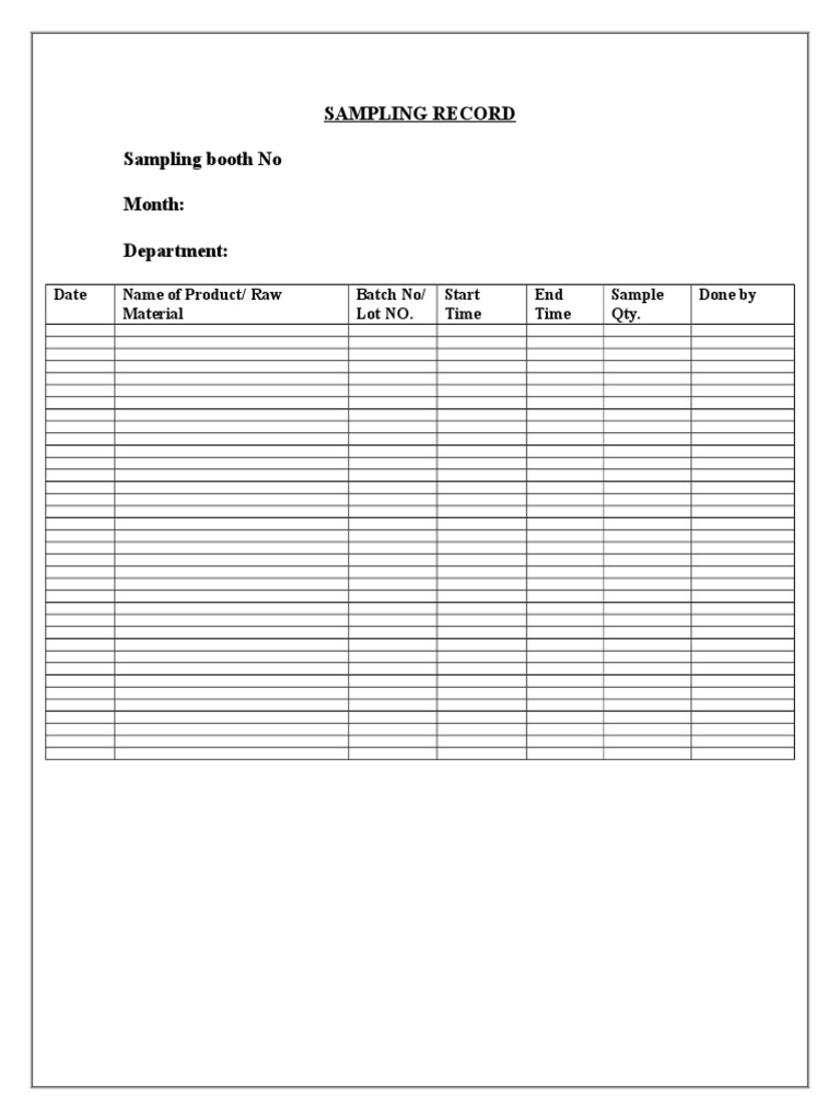 Sampling Record Template | PDF