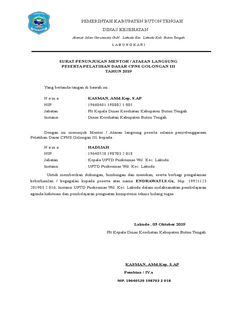 Surat Penunjukan Mentor | PDF