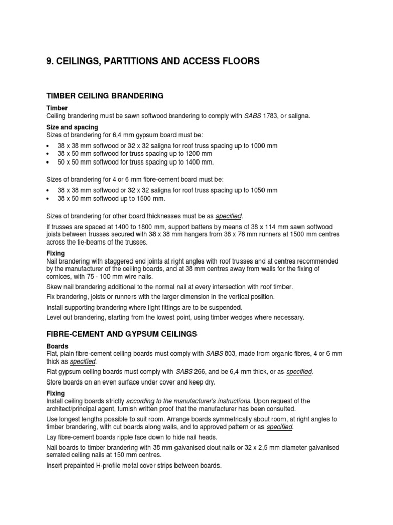 9 - Ceilings, Partitions and Access Floors | PDF | Lumber | Drywall