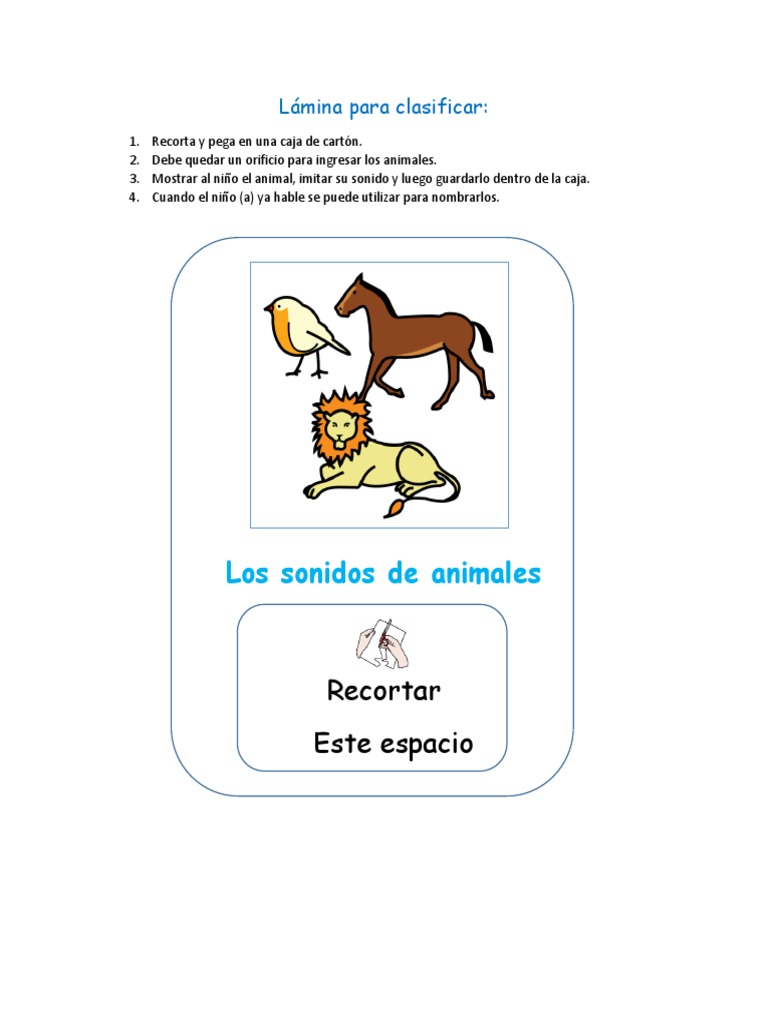 Actividad de sonidos de animales para niños | PDF | Artes del Lenguaje ...