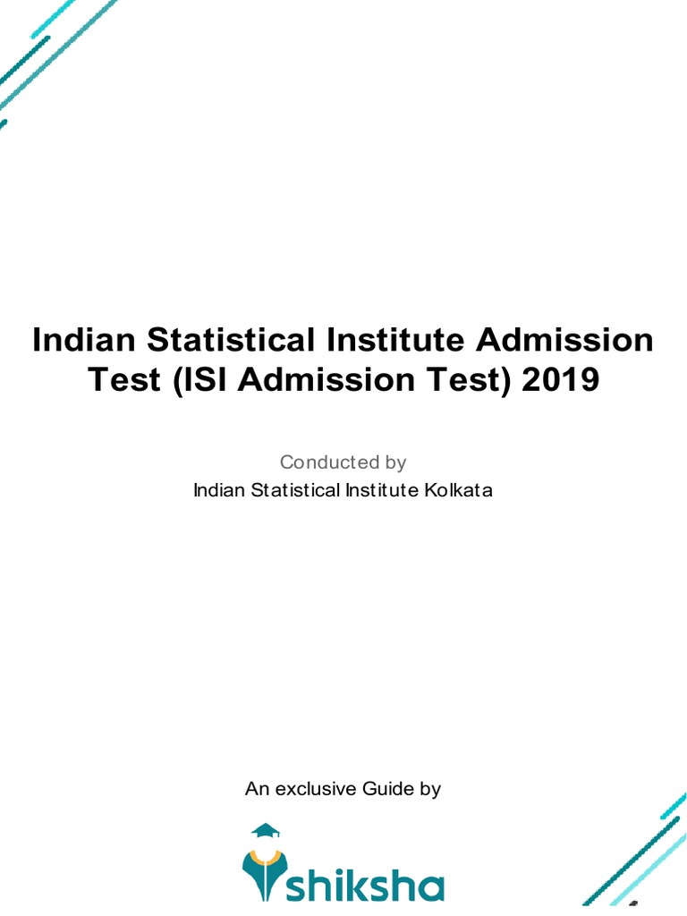 Indian Statistical Institute Admission Test (ISI Admission Test) 2019 | PDF