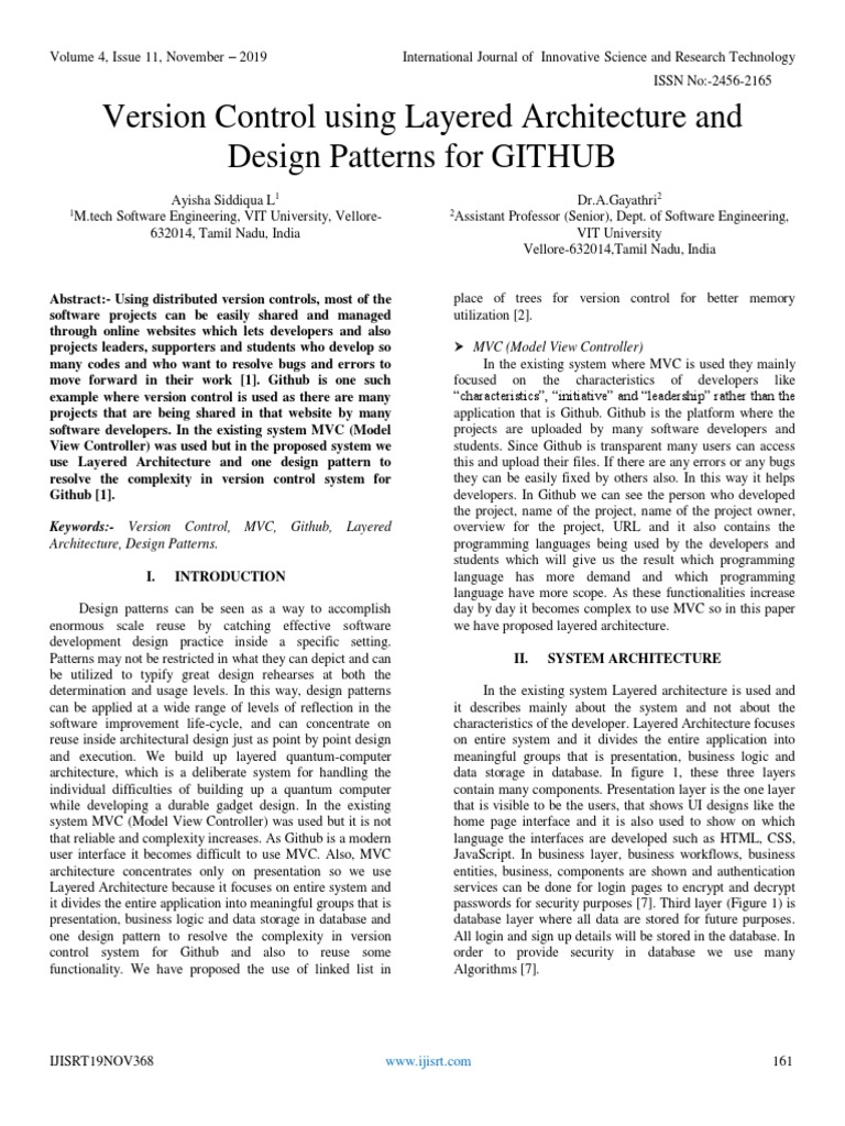 Version Control Using Layered Architecture and Design Patterns For ...