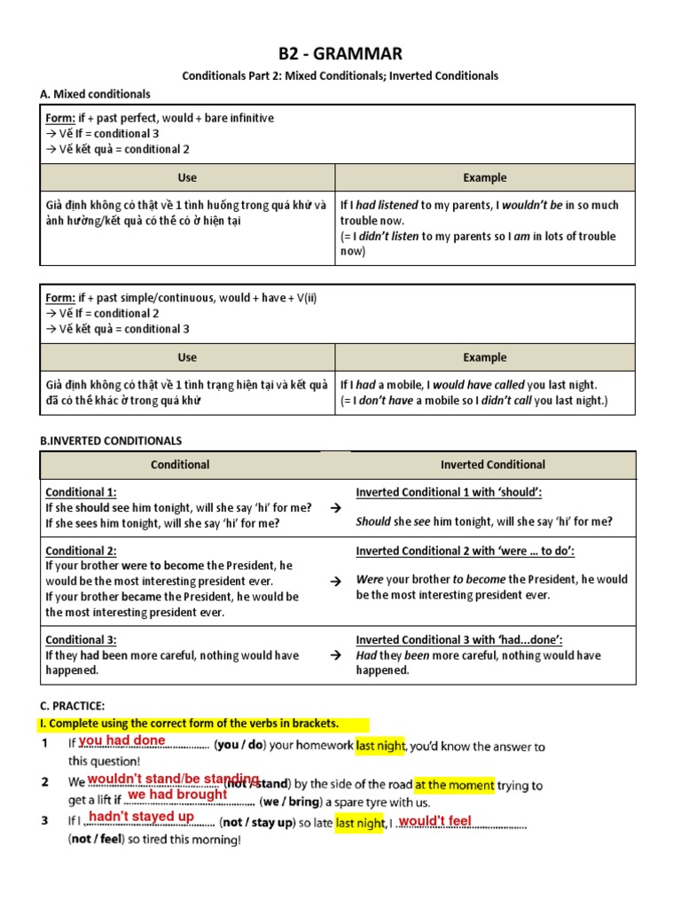 b2 - Grammar - Conditionals 2 | PDF | Linguistic Typology | Philology