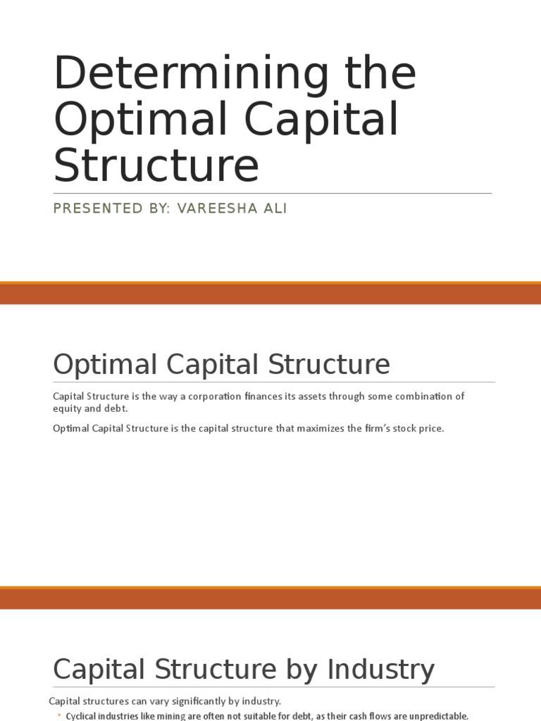 Determining The Optimal Capital Structure | PDF