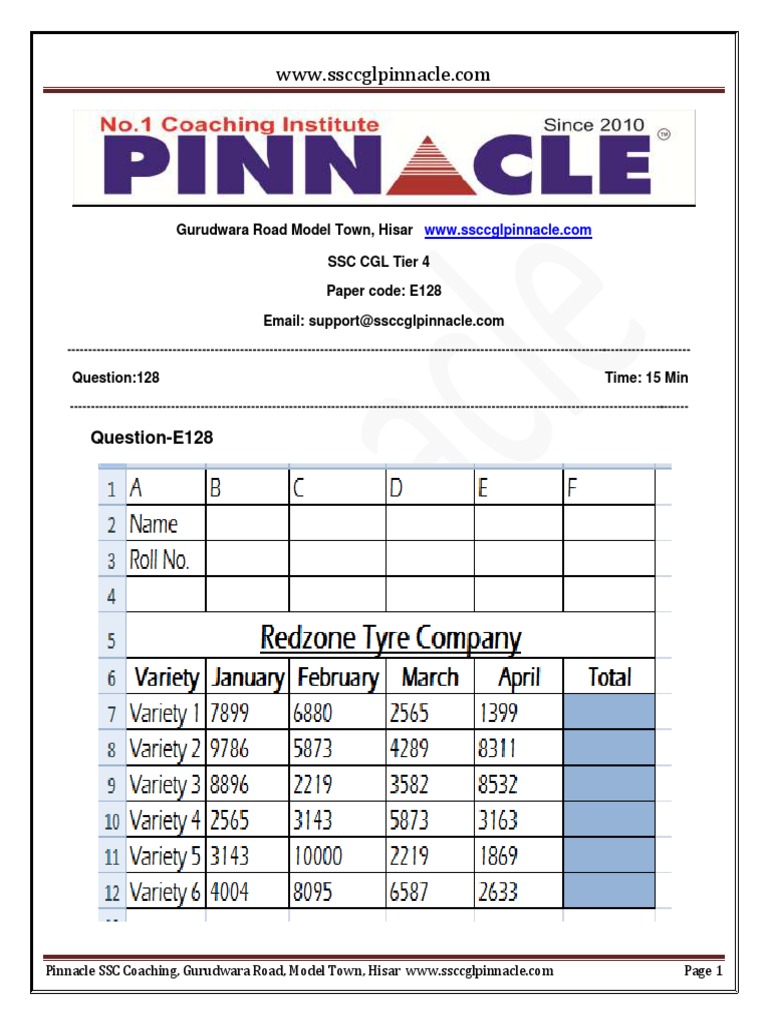 SSC CGL Tier 4 Excel Worksheet Guide | PDF