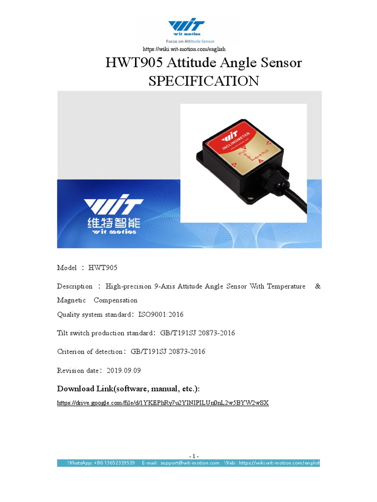 Datasheet Witmotion | Download Free PDF | Device Driver | Accelerometer