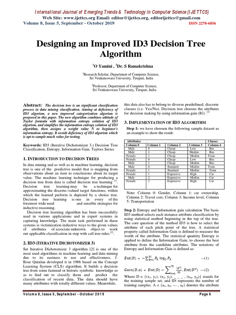 Designing An Improved Id3 Decision Tree Algorithm | PDF | Machine Learning | Statistical ...