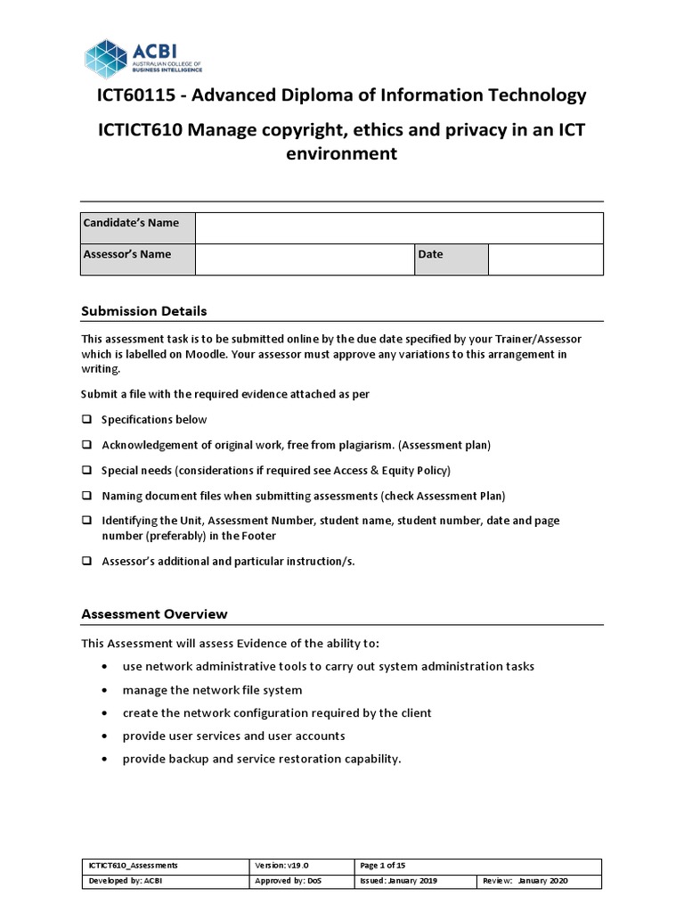 ICTICT610 - Main Assessments-1 | PDF | Intellectual Property | Copyright