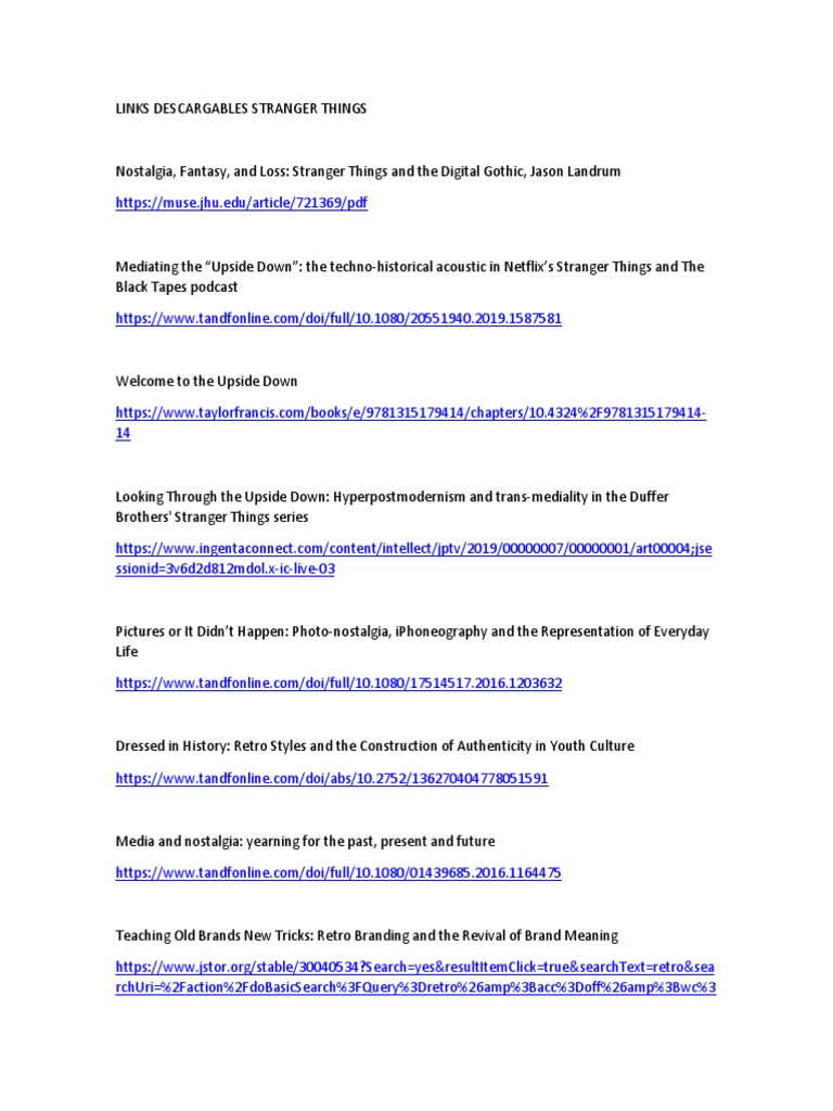 Links Descargables Stranger Things | PDF