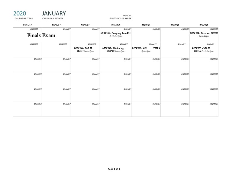 Final Exam Timetable
