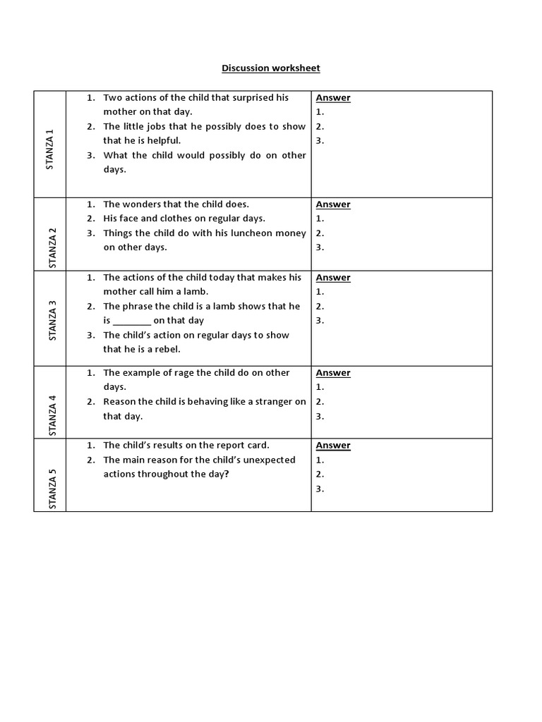 Discussion Worksheet Answer | PDF