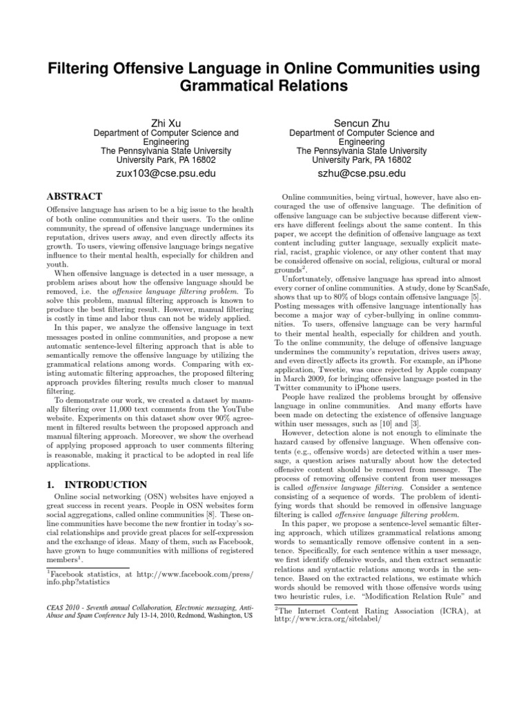Automated Offensive Language Filtering | PDF | Phrase | Part Of Speech