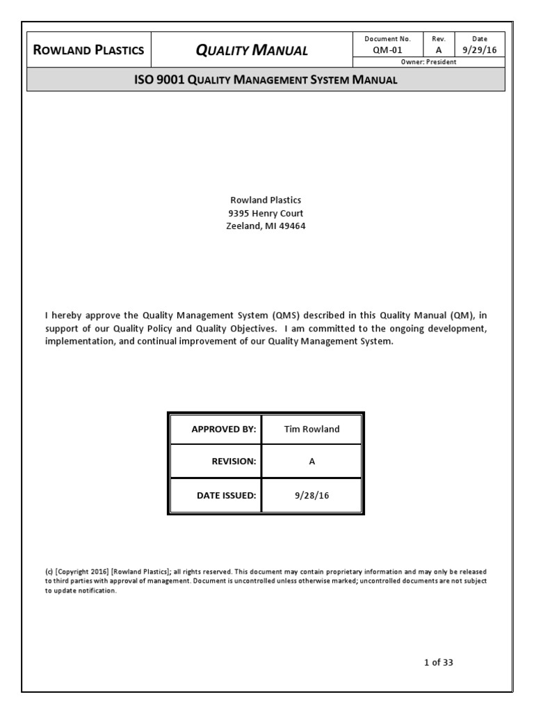 Iso 9001-2015 Quality Manual - Draft | PDF | Quality Management System ...