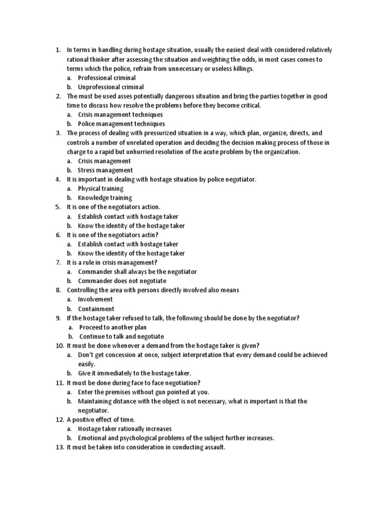 Hostage Negotiation Strategies and Techniques | PDF | Psychopathy ...