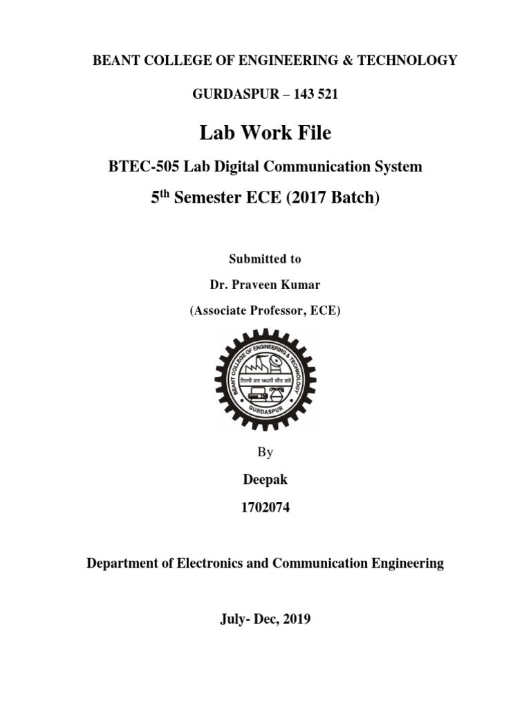 An Introduction To Matlab Lab Work File On Digital Signal Processing Experiments Pdf Matlab