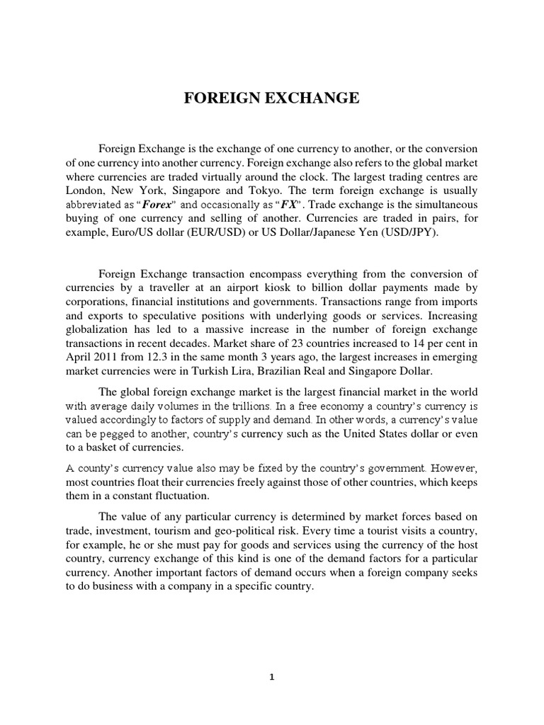 Foreign Exchange | PDF | Foreign Exchange Market | Earnings Before Interest
