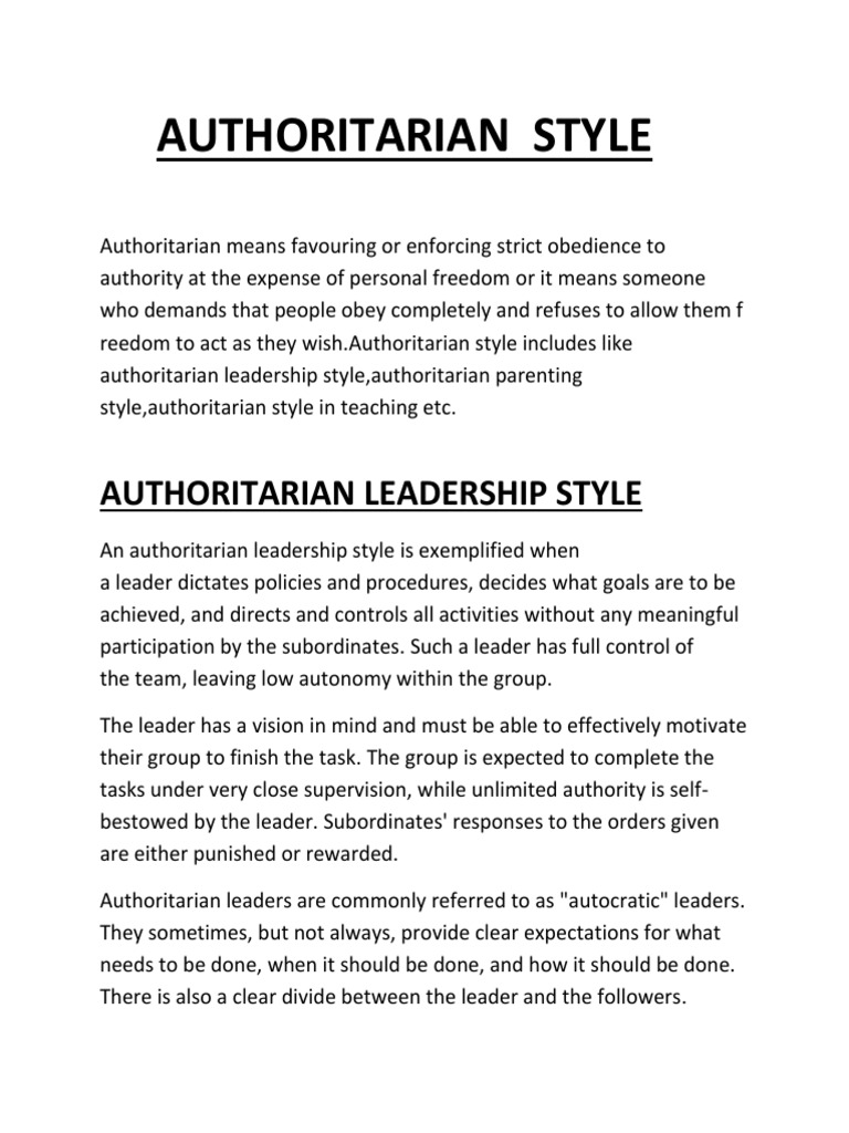 Authoritarian Style | PDF | Leadership | Cognitive Science