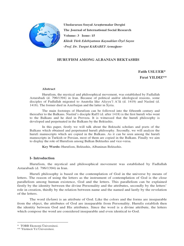 Hurufism Among Albanian Bektashis | PDF | Islamic Mysticism | Persian ...