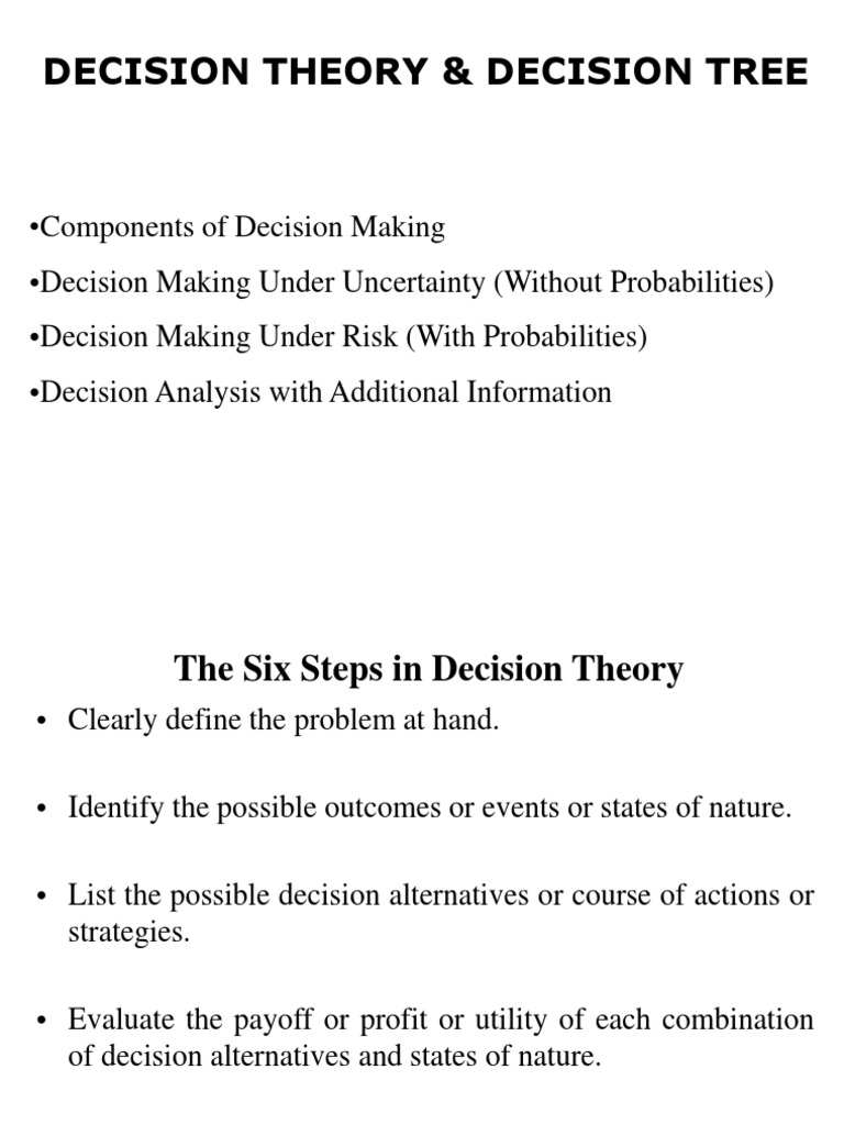 Lecture 8 (Decision Theory) PDF | PDF | Decision Theory | Decision Making