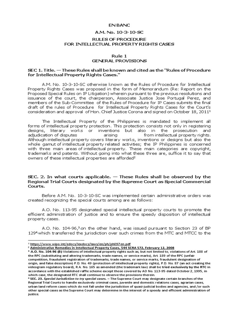 A.O. No. 104-96 (B) Violations of Intellectual Property Rights Such As ...