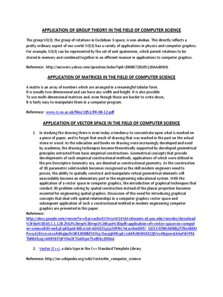 Application of Group Theory in The Field of Computer Science | PDF ...