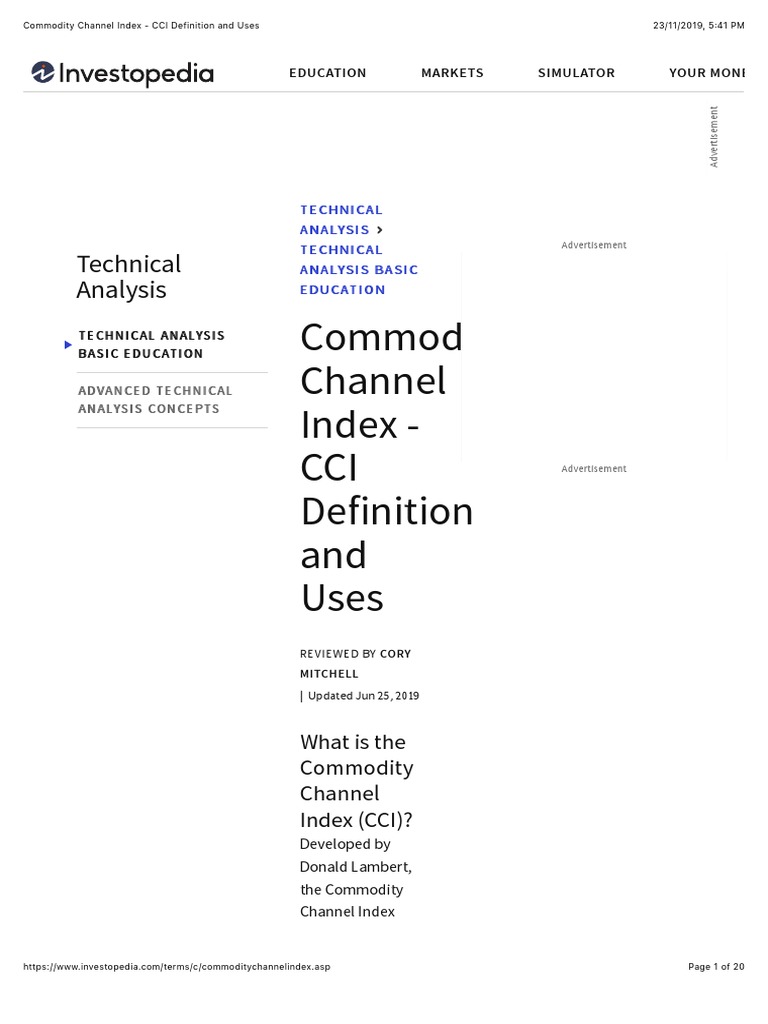 Cci Technical Analysis Download Free Pdf Financial Markets