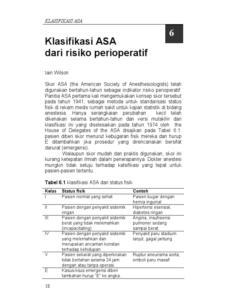 Bab 6 (Klasifikasi ASA) | PDF