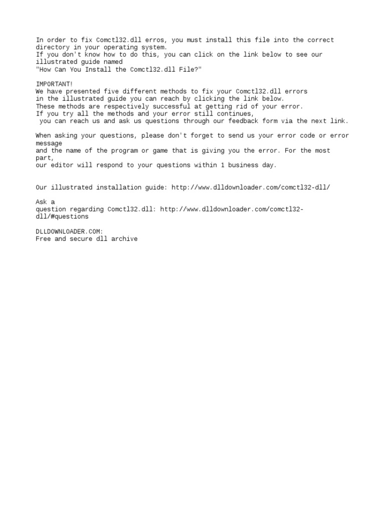 How To Fix Comctl32.Dll Errors | PDF