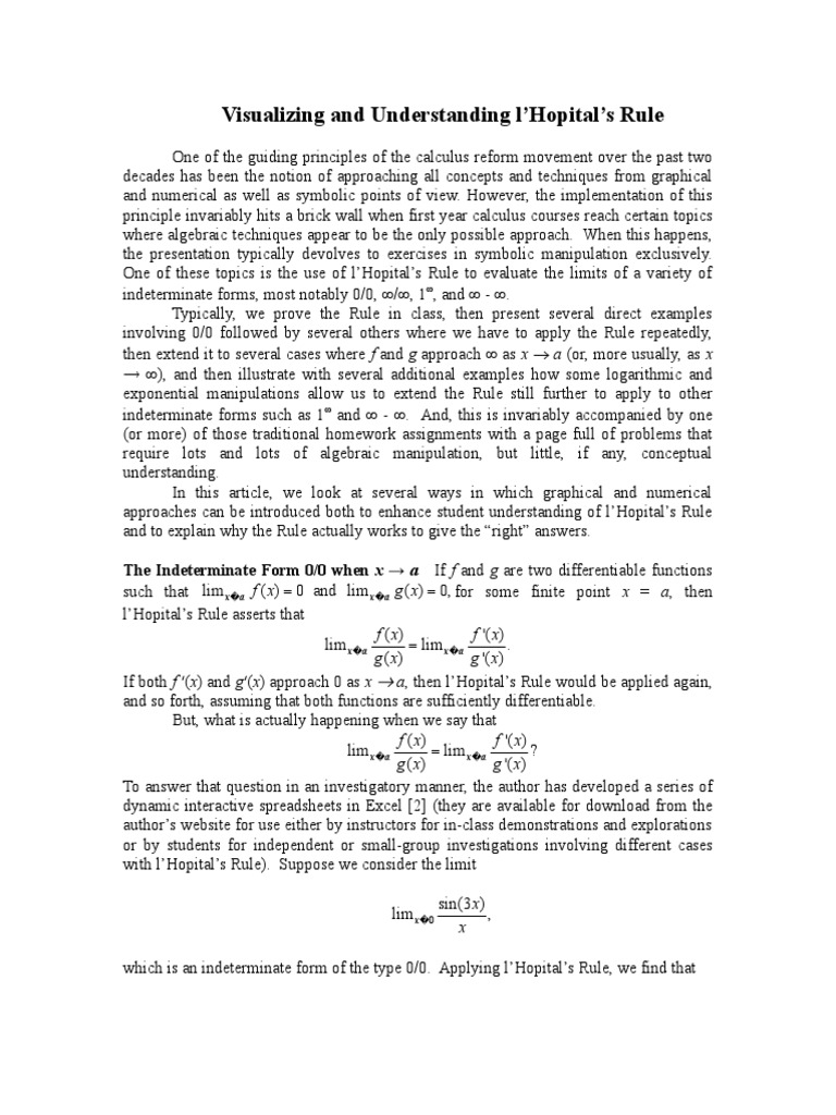 Visualizing L Hopitals Rule | PDF | Polynomial | Fraction (Mathematics)