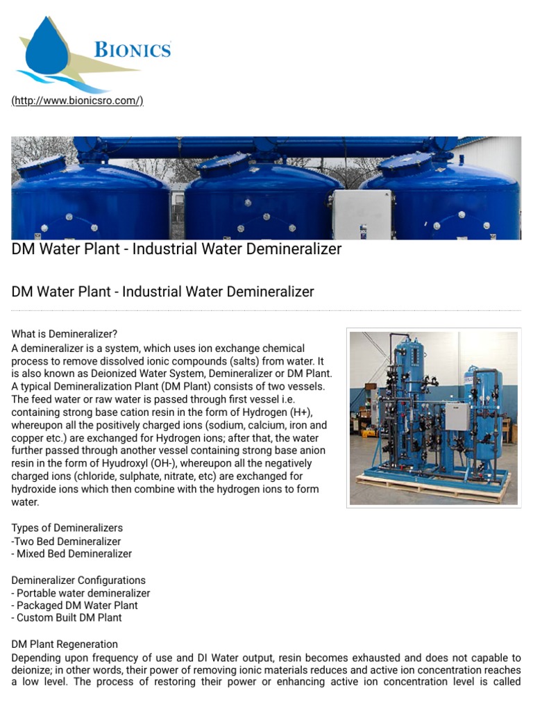 DM Plant - Demineralization Plant - Industrial Demineralizer Plant - DM ...