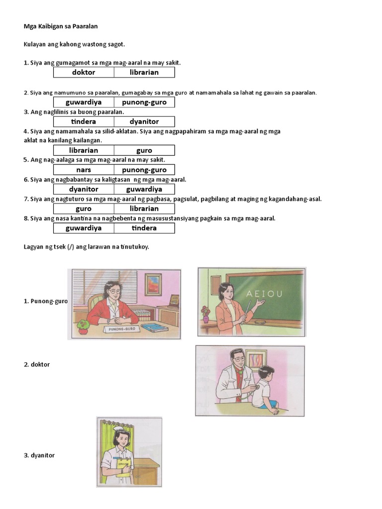 Mga Kaibigan Sa Paaralan | PDF