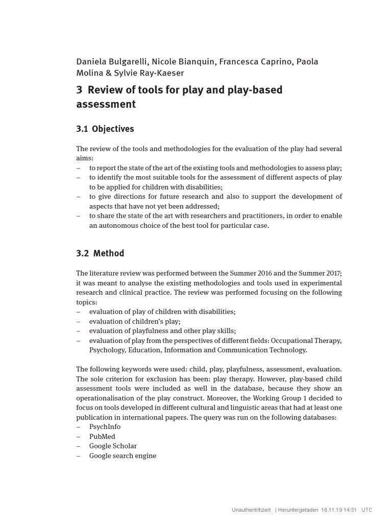 (9783110610604 - Evaluation of Childrens' Play) 3 Review of Tools For ...
