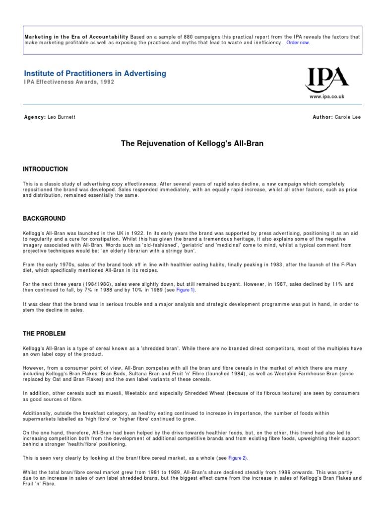 Kellogg's All-Bran - IPA Case Study | Download Free PDF | Dietary Fiber ...