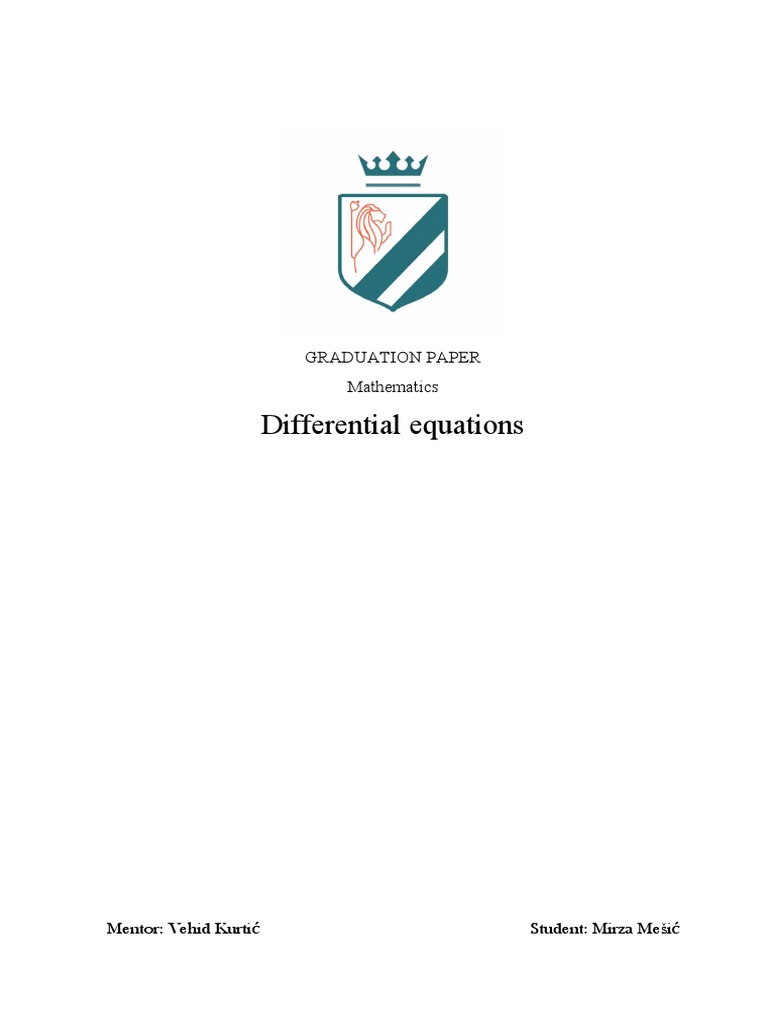 Differential Equations: Graduation Paper Mathematics | PDF ...