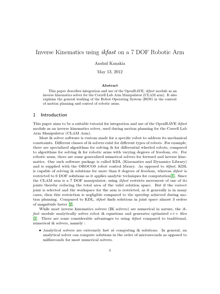 Ikfast Paper Solutions PDF | PDF | Numerical Analysis | Computer Science