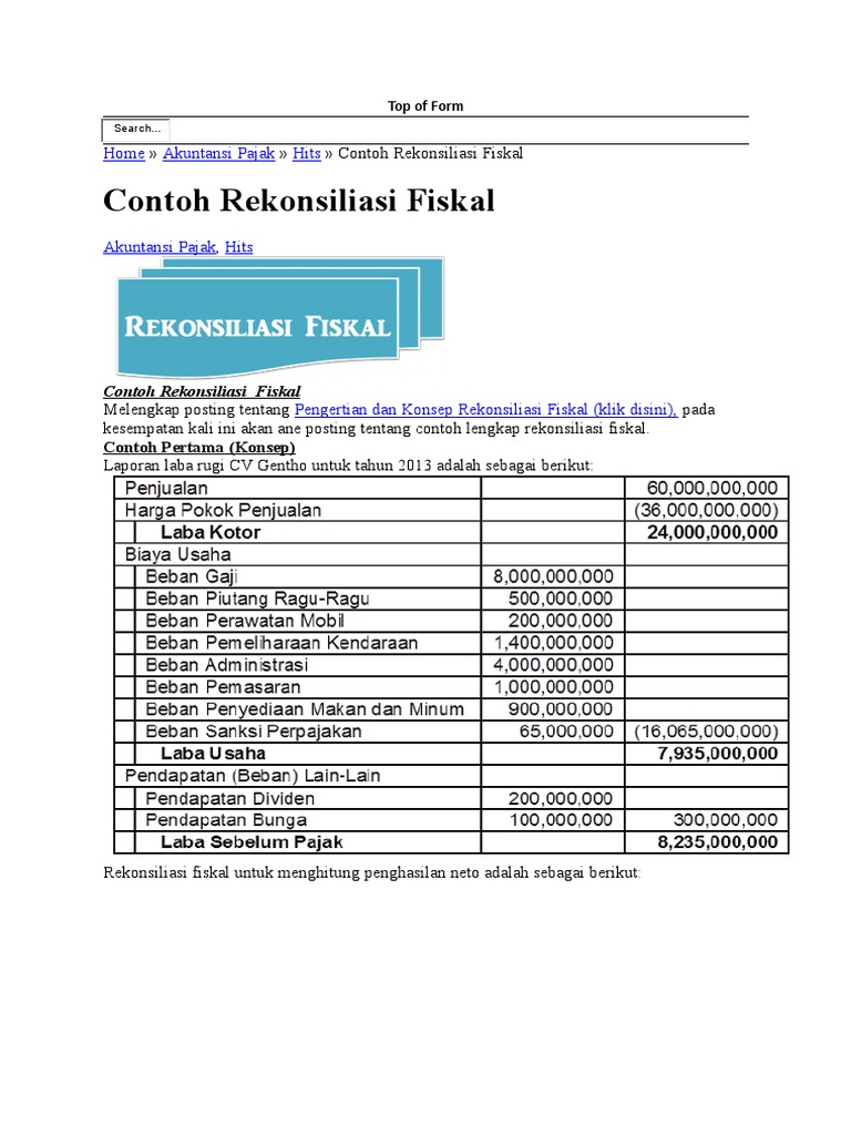 Rekonsiliasi Fiskal | PDF