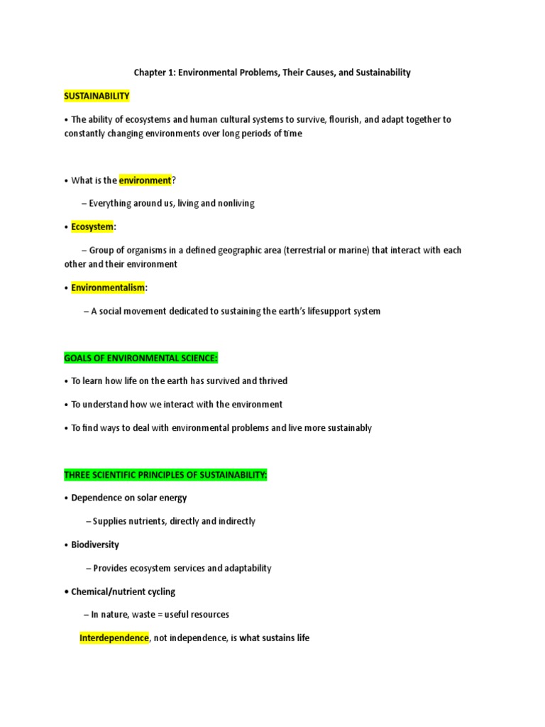 Chapter 1 GEE Summary | PDF | Sustainability | Ecosystem Services