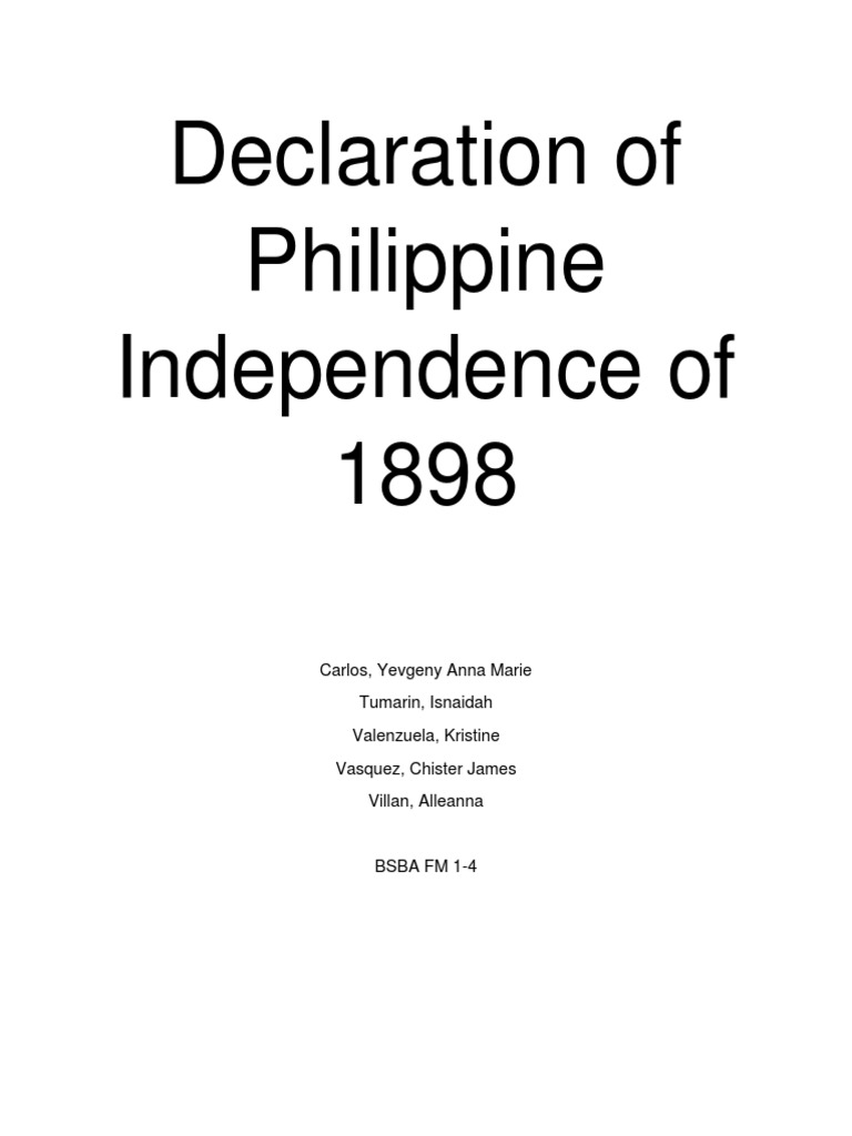 2-8.declaration of Philippine Independence of 1898 | PDF | Philippines ...