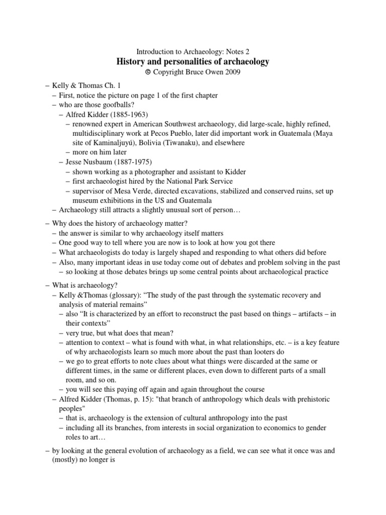 Introduction To Archaeology: Notes | PDF | Archaeology | Excavation ...