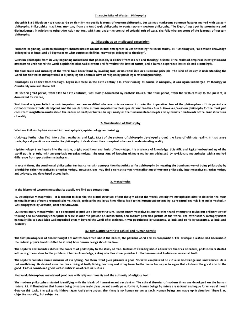 Characteristics of Western Philosophy | PDF | Rationalism | Empiricism
