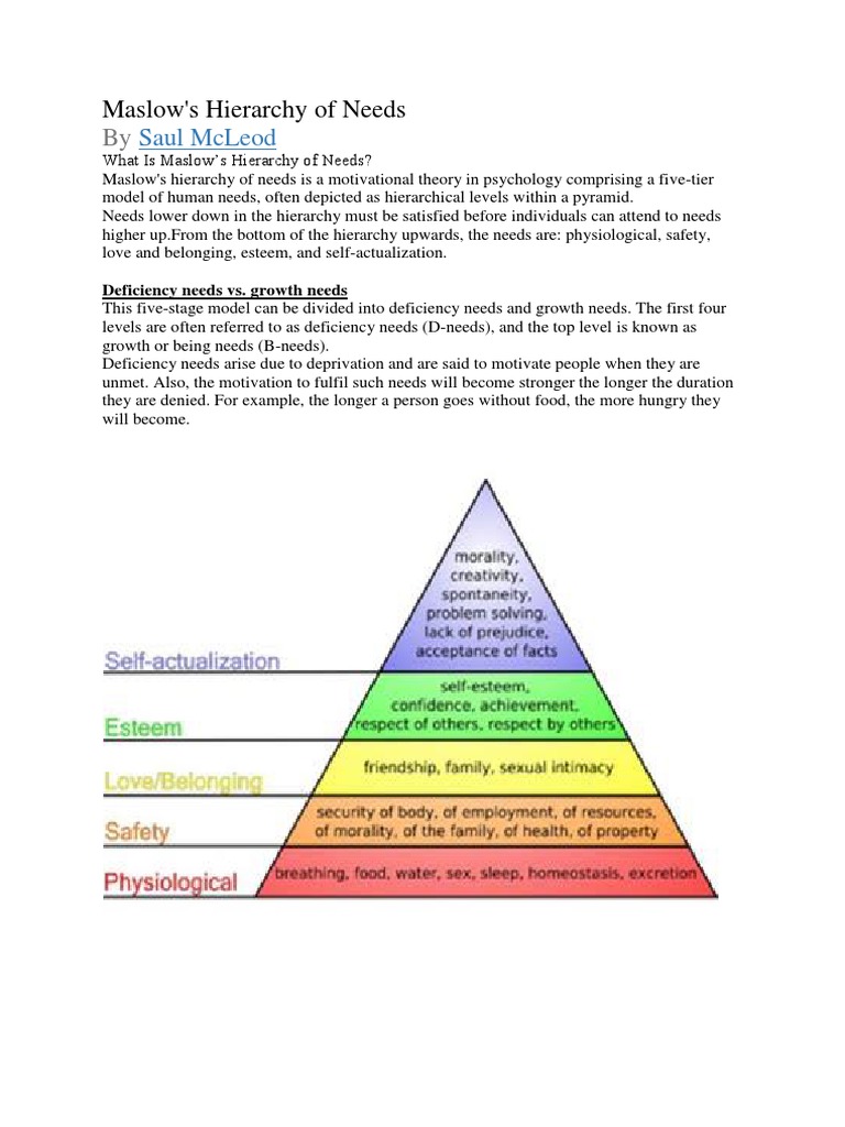 Maslow's Theory | PDF | Motivation | Motivational