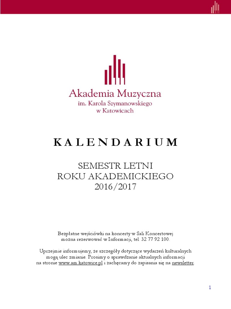 Kalendarium 2016-2017 | PDF