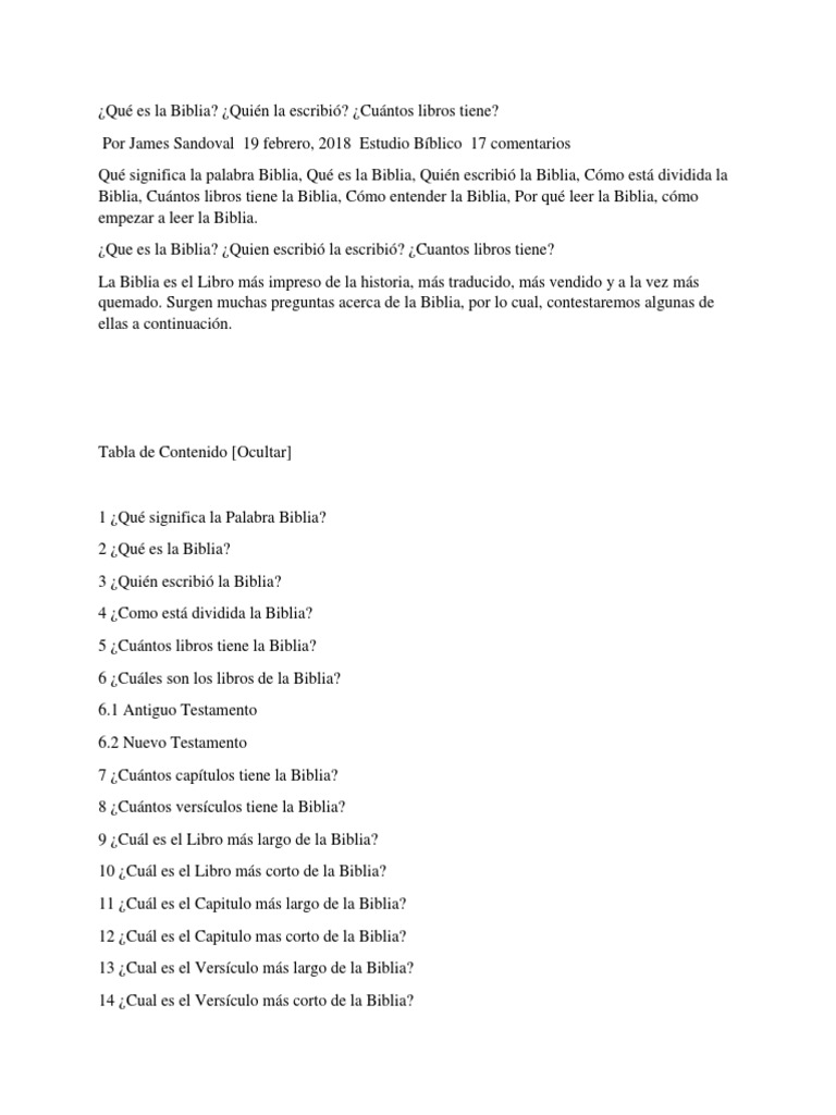 Qué Es La Biblia | PDF | Viejo Testamento | Biblia