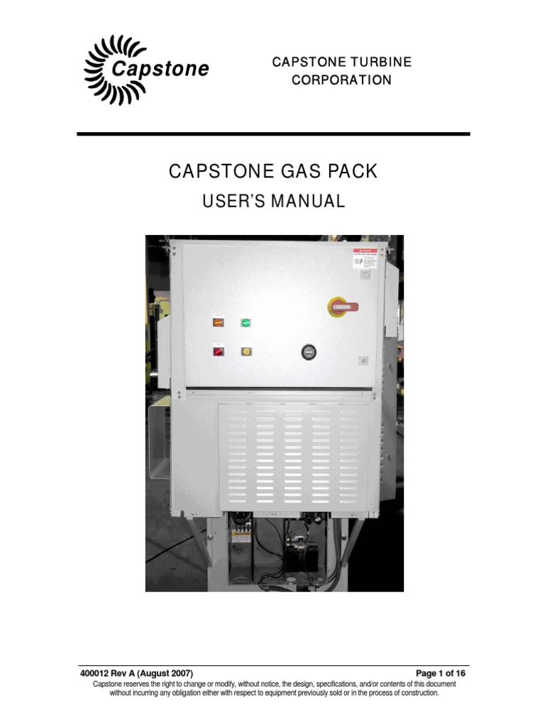 400012A 2007-08 Capstone Gas Pack User's Manual | PDF | Gas Turbine ...