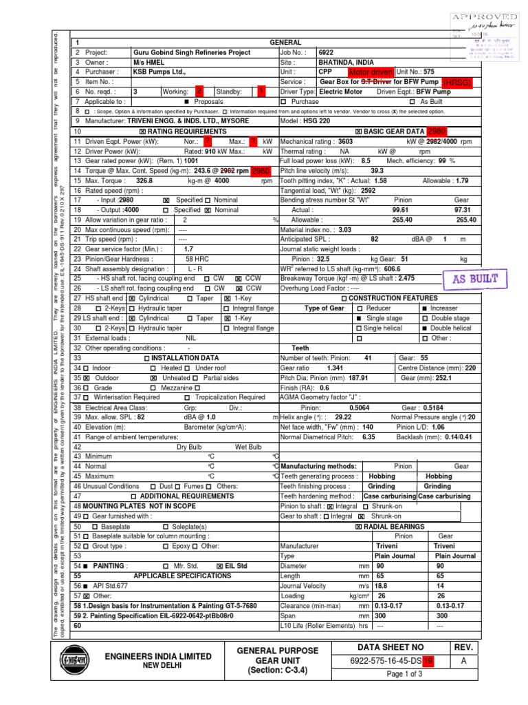 2979 - API 677DATA SHEET - HRSG BFP Gear Box Data Sheet - GGSR ...