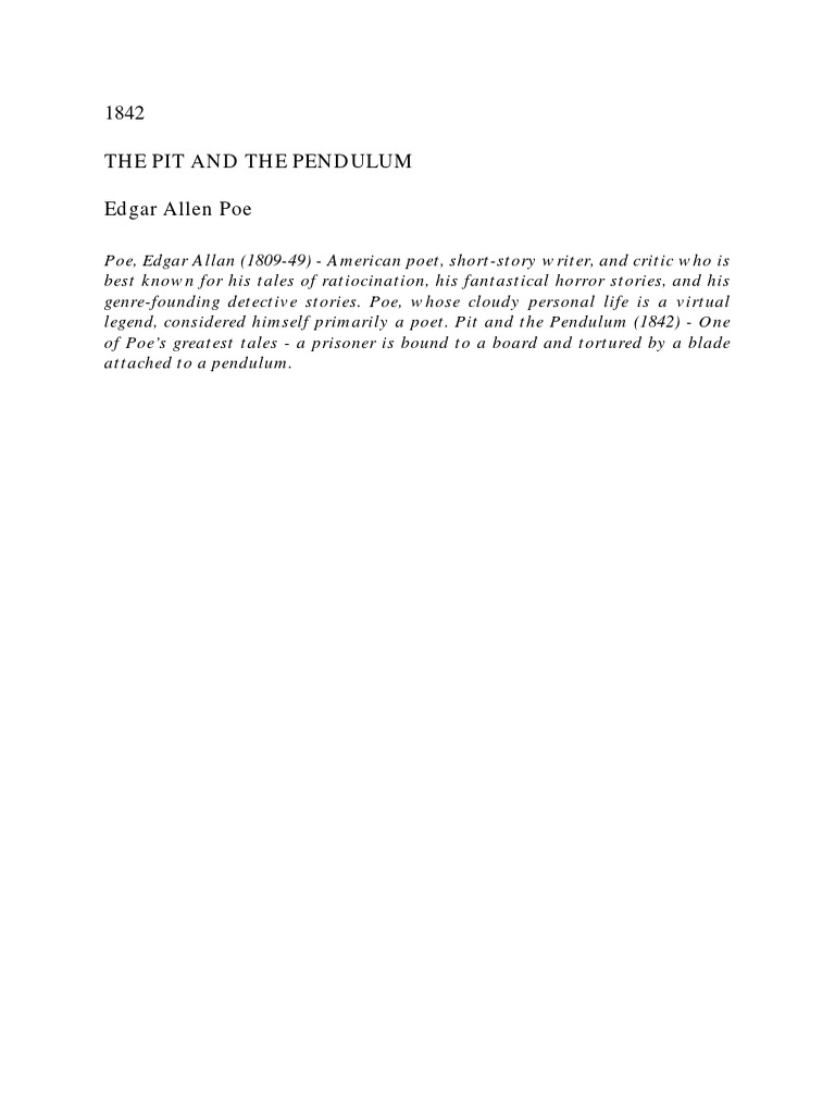 The Pit and The Pendulum | PDF | Nature