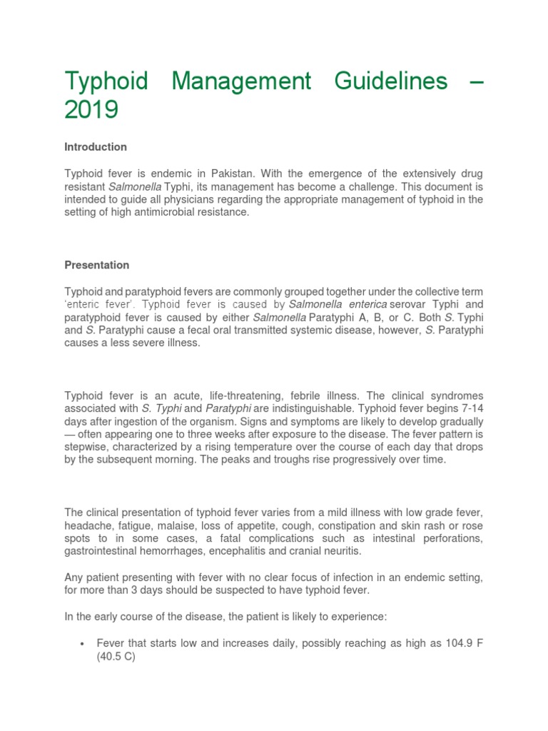 Typhoid Management Guidelines - 2019: Salmonella | PDF | Salmonella | Rtt