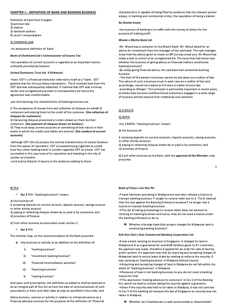 Understanding Banking Business Definitions | PDF | Fiduciary | Banks