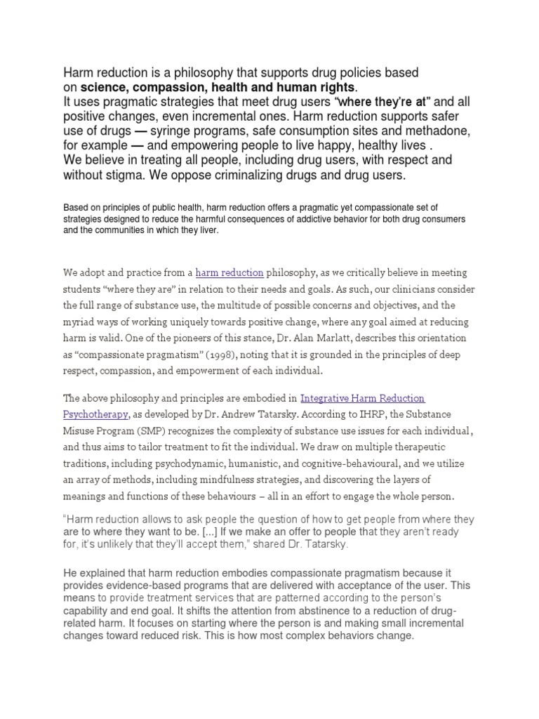 Harm Reduction | PDF | Substance Abuse | Compassion