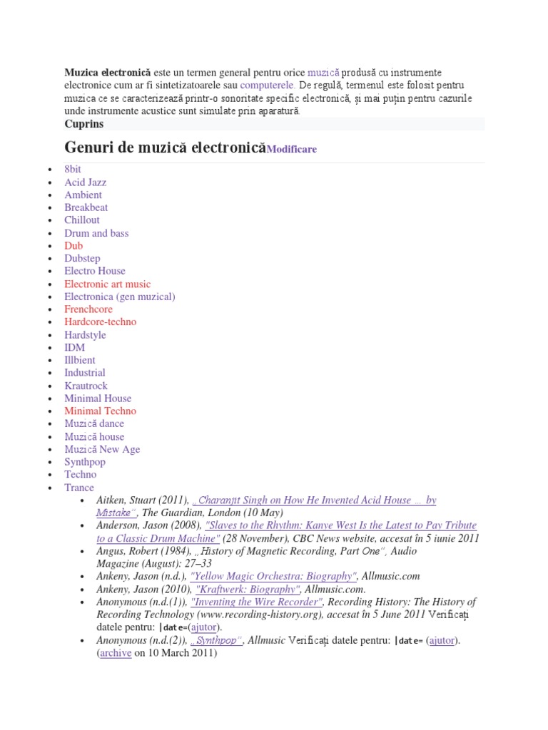 Genuri de Muzică Electronică: Muzica Electronică Este Un Termen General ...
